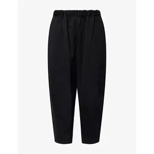 Comme Des Garçons Wide Tapered Leg Wool Trousers - Black