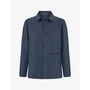 Boggi Milano Collared Patch-pocket Wool Shacket - Indigo