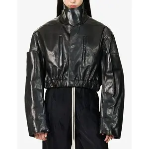Rick Owens Collared Mac Leather Bomber Jacket