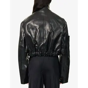Rick Owens Collared Mac Leather Bomber Jacket