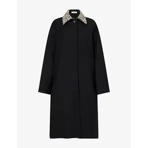 ROHE FRAMES Cheetah Collar Wool Coat - Black