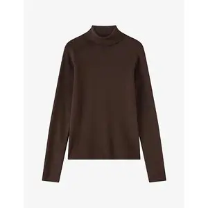 JOSEPH Lola High-neck Slim-fit Stretch Silk-blend Jumper - Espresso