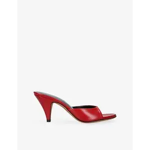 JUDE Haze Leather Heeled Mules - Red