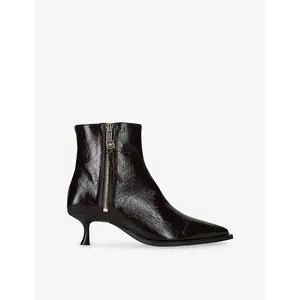 GANNI Ana Faux-leather Heeled Ankle Boots - Wine