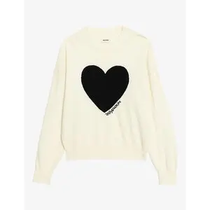 Zadig&Voltaire Soulo Heart-motif Wool And Cashmere-blend Jumper - Ecru
