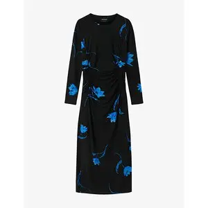 Whistles Floral Ruched Jersey Midi Dress