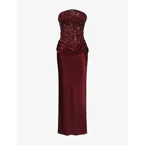 House Of Cb Samina Embellished Strapless Woven Maxi Dress L
