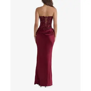 House Of Cb Samina Embellished Strapless Woven Maxi Dress L