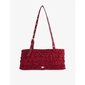 DAMSON MADDER Sophia Ruffle Woven Shoulder Bag - Red
