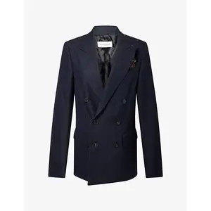 Dries Van Noten Barrysta Embellished Wool Blazer - Navy
