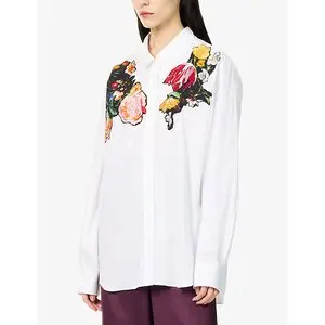 Dries Van Noten Cheers Embellished Cotton Shirt