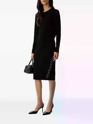 Liu Jo Lace-up Ribbed Midi Skirt - Black