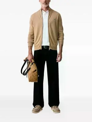 Lacoste High-neck Cotton Sweater With Zipper