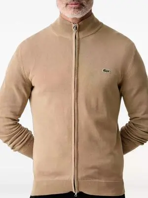 Lacoste High-neck Cotton Sweater With Zipper