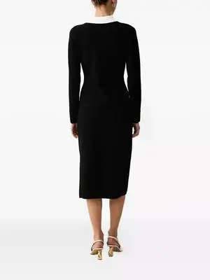 Karl Lagerfeld Logo-button Contrast-collar Midi Dress