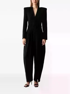 Karl Lagerfeld Structured-shoulder Wide-leg Jumpsuit - Black