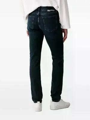 Karl Lagerfeld Logo-patch Whiskered Jeans - Blue