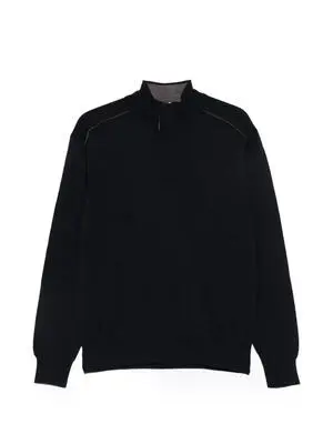 Paul & Shark Quarter-zip Knitted Sweater - Blue
