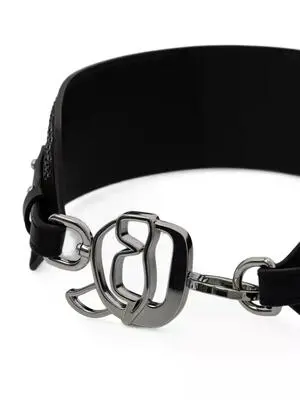 Karl Lagerfeld Crystal-embellished Logo-buckle Belt