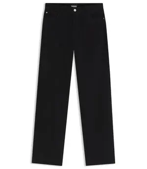 BOSS Wide-leg Jeans In Comfort-stretch Corduroy Denim - Black