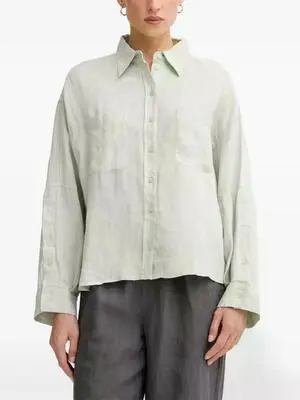 BENETTON Linen Button-up Shirt - Green