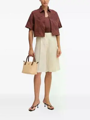 BENETTON Floral-embroidered Cropped Shirt
