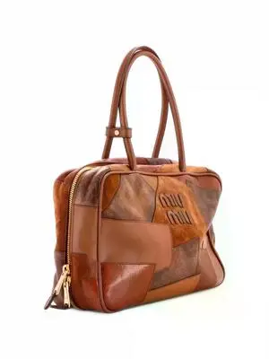 Miu Miu Beau Top Handle Bag Patchwork Leather Large Shoulder Bag