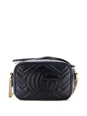 Gucci Gg Marmont Shoulder Bag Matelasse Leather Mini Crossbody Bag - Black