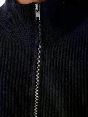 LES DEUX Ribbed-knit Zip-up Cardigan