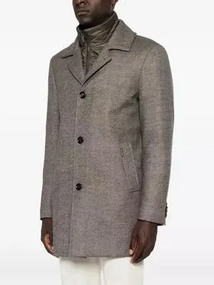 MOORER Button-up Layered-neck Coat