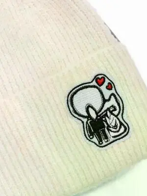 Karl Lagerfeld Ikonik Patch Beanie Hat - Neutrals
