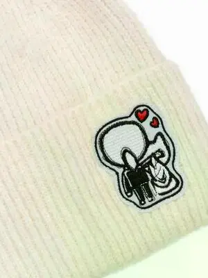 Karl Lagerfeld Ikonik Patch Beanie Hat - Neutrals
