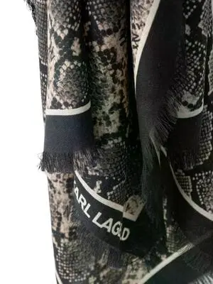 Karl Lagerfeld Snake-print Frayed Scarf