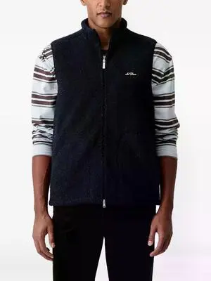 LES DEUX Logo-patch Fleece Vest - Blue