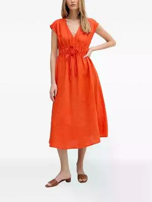 BENETTON Drawstring V-neck Midi Dress