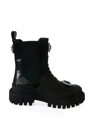 Dolce & Gabbana Jewel-embellished Leather Ankle Boots