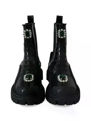 Dolce & Gabbana Jewel-embellished Leather Ankle Boots