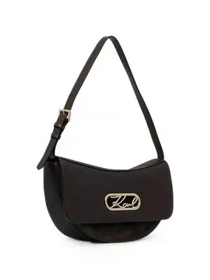 Karl Lagerfeld Logo-plaque Suede-panel Shoulder Bag - Brown