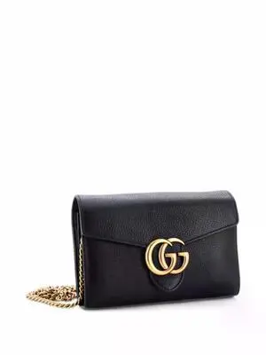 Gucci Gg Marmont Chain Wallet Leather Mini Clutch Bag