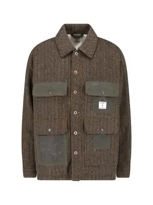 ROY ROGER'S Herringbone Overshirt Jacket - Brown