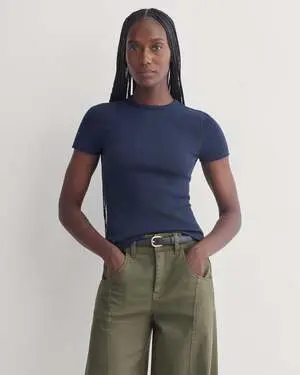 Everlane Effortless Rib Short-sleeve Crew - Navy