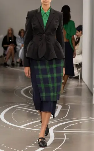 ASHLYN Twisted Plaid Cotton Midi Skirt