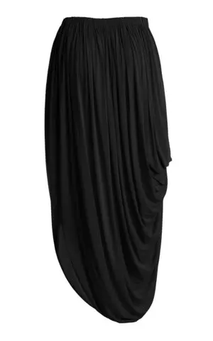 ASHLYN Asymmetrical Cascade Jersey Midi Dress - Navy