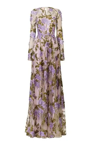 Naeem Khan Floral Lace Gown - Multi
