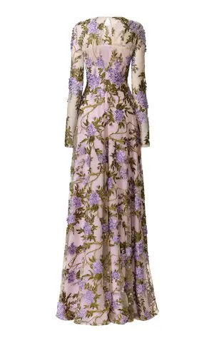 Naeem Khan Floral Lace Gown - Multi