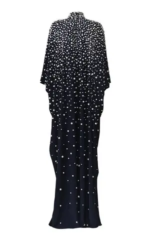 Naeem Khan Pearl Embroidered Caftan Maxi Dress