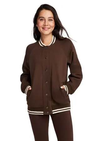 JOCKEY Cotton Blend Varsity Jacket - Walnut