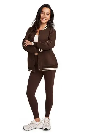 JOCKEY Cotton Blend Varsity Jacket - Walnut