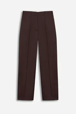 NOCTURNE High Waist Straight Leg Trousers - Brown