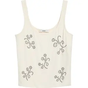 SIEDRES Cali Studded Rib Tank - Ecru